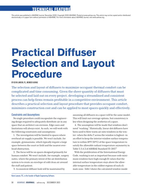 Practical Diffuser Selection And Layout Procedure Pdf Duct Flow Temperature