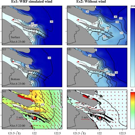 A B Snapshots Of The Modeled Surface Salinity On 6 October At 2300