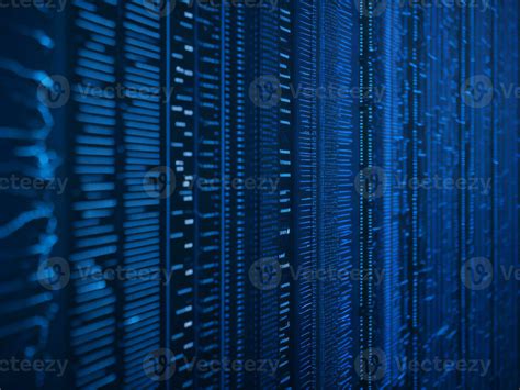 ai generated blue digital binary data on computer screen background