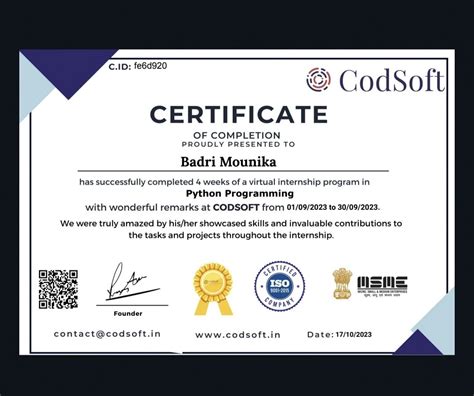 mounika badri on linkedin codsoft pythonprogramming