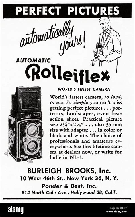 Original 1950s Advert In American Magazine Advertising Rolleiflex