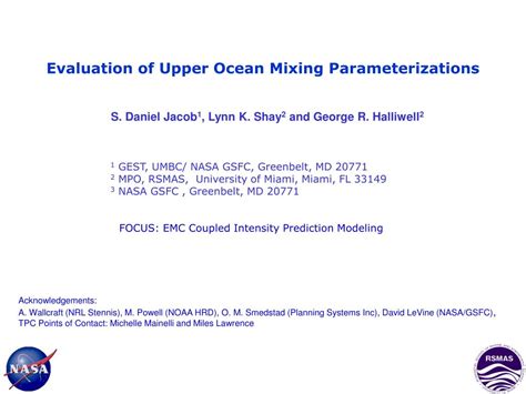 Ppt Evaluation Of Upper Ocean Mixing Parameterizations Powerpoint Presentation Id4195661
