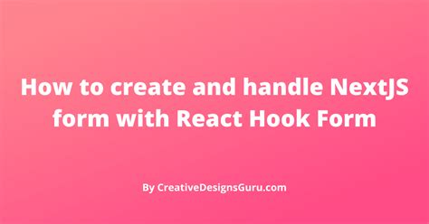 Comment Créer Un Formulaire Avec Next Js Et React Human Coders News