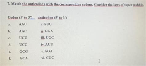 Answered 7 Match The Anticodons With The… Bartleby