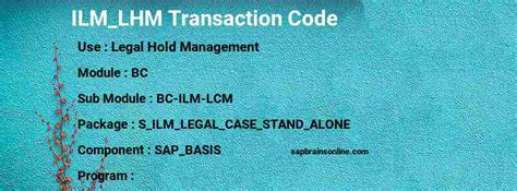 ILM LHM SAP Tcode For Legal Hold Management