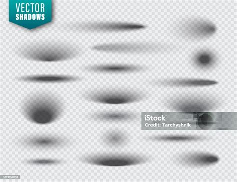 투명 배경에 설정된 벡터 그림자입니다 사실적인 격리 된 그림자 벡터 일러스트레이션 가장자리에 대한 스톡 벡터 아트 및 기타 이미지 가장자리 개념 개체 그룹 Istock