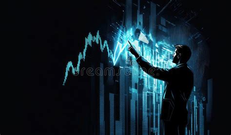 Businessman Interacting With Futuristic Stock Market Data Visualization Stock Illustration