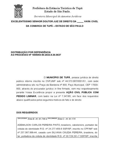 Ação Civil Pública Sabia B C D E F G H I 12 08 2022 Pdf Proteção Ao