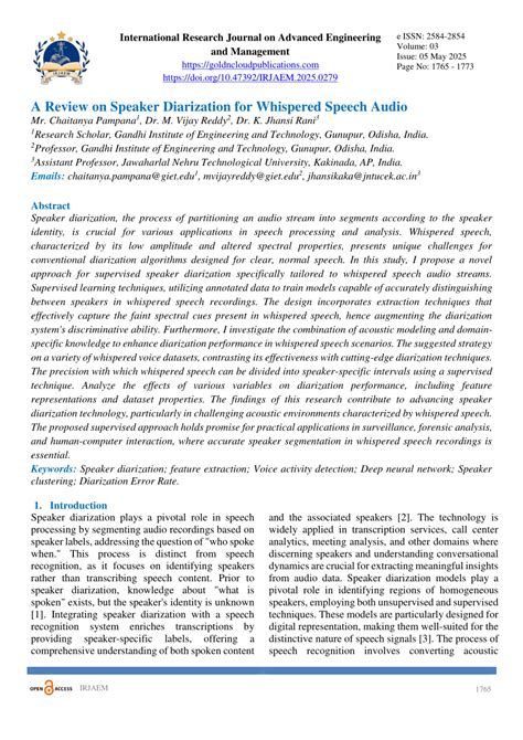 Pdf A Review On Speaker Diarization For Whispered Speech Audio