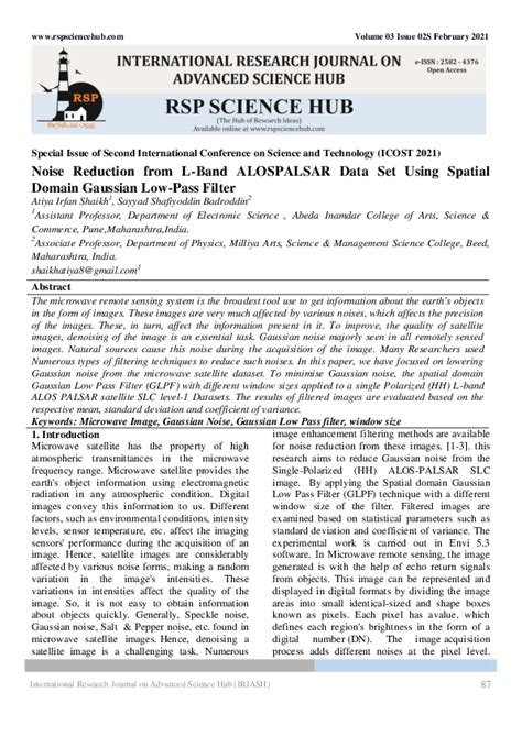 Pdf Noise Reduction From L Band Alospalsar Data Set Using Spatial