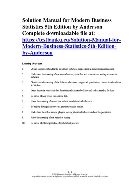 Solution Manual For Modern Business Statistics 5th Edition By Anderson Pdf Level Of