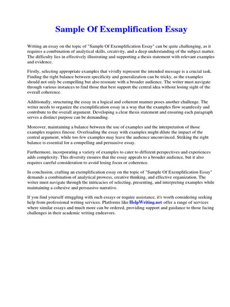 Sample Of Exemplification Essay Download Free Pdf Essays