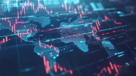 Global Financial Market Trends With World Map And Data Visualization For Business Analysis