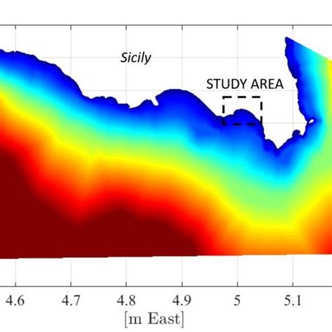 computational domains and bathymetry adopted for the numerical