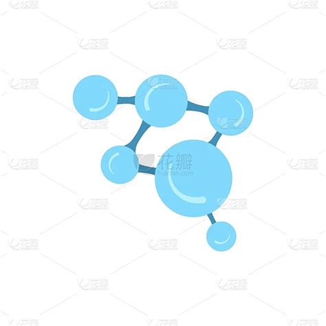 分子模型图标孤立在白色背景上。原子群结合在一起，化学化合物，物理，有机化学，生物化学元素。平面风格矢素材 花瓣网