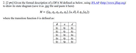 Solved 2 2 Pts Given The Formal Description Of A Dfa M