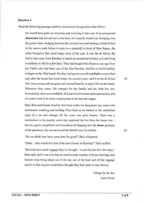 ICSE English Language Specimen Paper 2023 With Answer Key