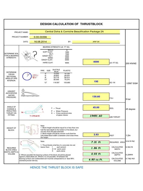 Design Calculation Of Thrustblock Central Doha And Corniche Beautification Package 2a Pdf