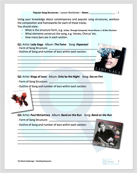 Popular Song Structures FULL LESSON Teaching Resources