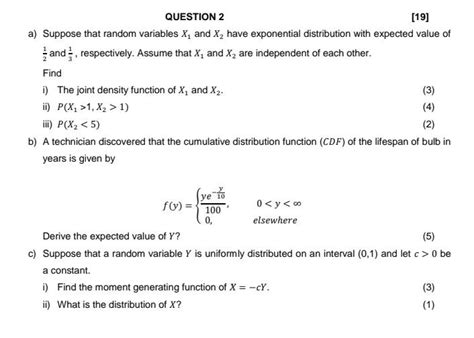 Solved QUESTION 2 19 a Suppose that random variables X₁ Chegg com