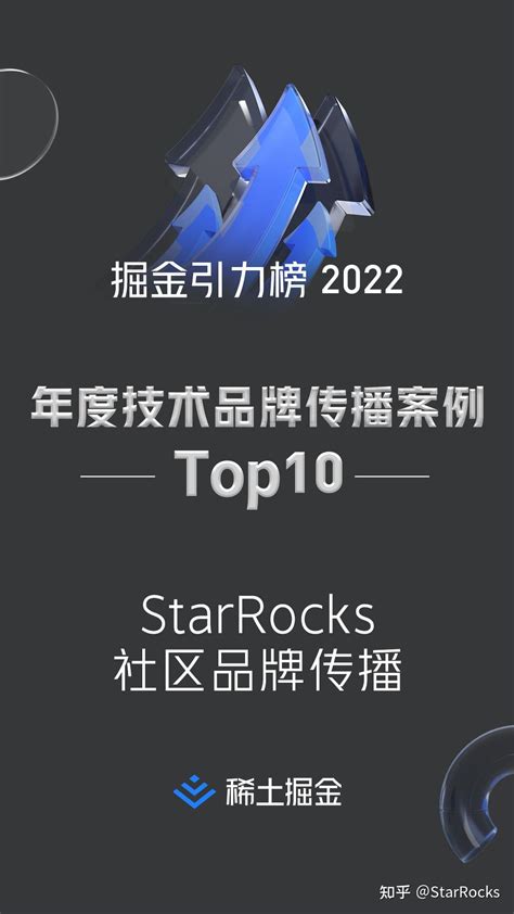 Starrocks斩获「2022 掘金引力榜」年度技术品牌传播案例 Top 10！ 知乎