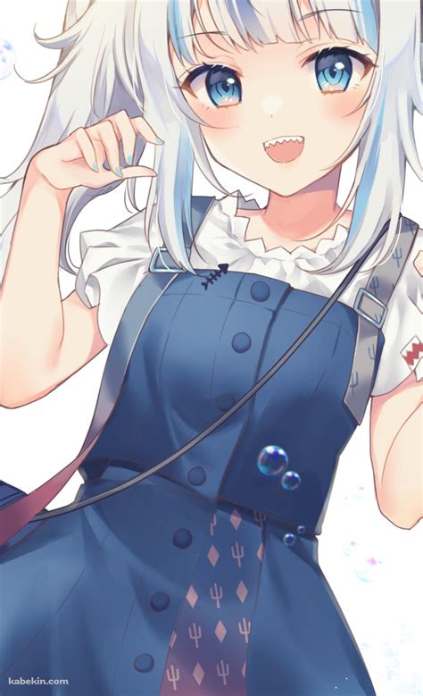 笑顔で両手でポーズをとる可愛いがうる・ぐら 斜め ホロライブ バーチャルyoutuber Vtuberのandroid用の