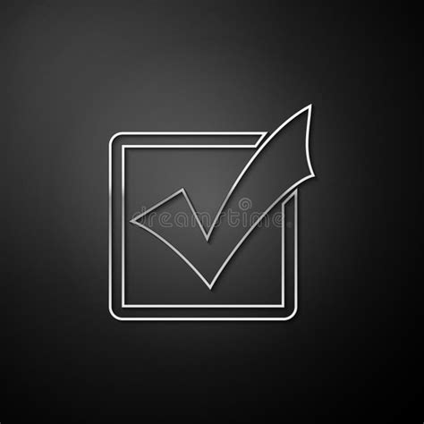 Silver Check Mark In Round Icon Isolated On Black Background Check