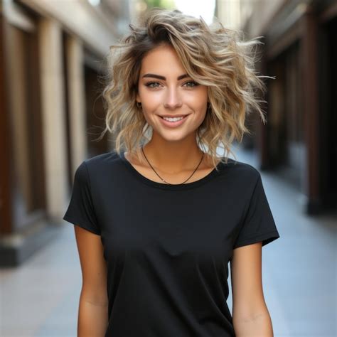 Premium Ai Image Stylish Woman Model Wearing Blank Bella Canvas 3001