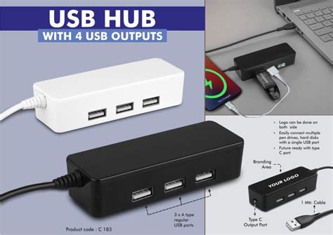C USB Hub With USB Outputs Type C Output Port Mtr Cable Best Corporate Gifts