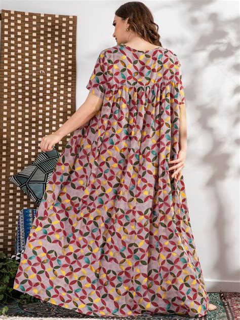 Shein Mulvari Plus All Over Print Maxi Dress Shein South Africa