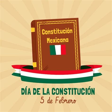 Ilustración Del Día De La Constitución De México Con Libro Vector