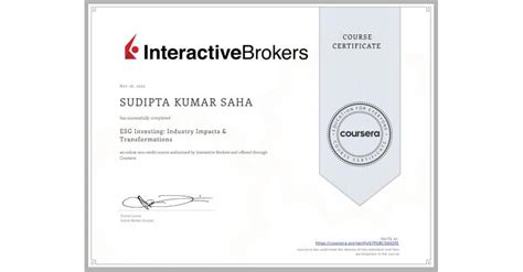sudipta kumar saha on linkedin completion certificate for esg investing industry impacts