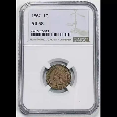 1862 Small Cents Indian Head Ngc Au 58 Bob Paul Rare Coins