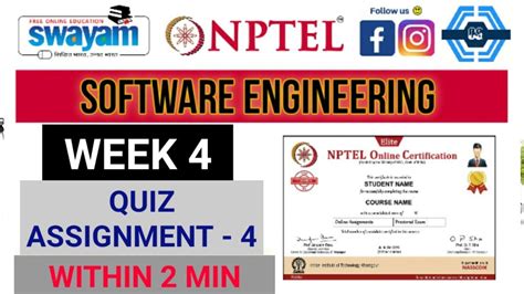 software engineering nptel week 4 quiz assignment solution youtube