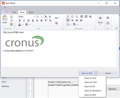 html and rich text format in dynamics nav reports fornav