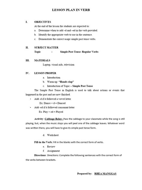 Simpe Past Tense Pdf