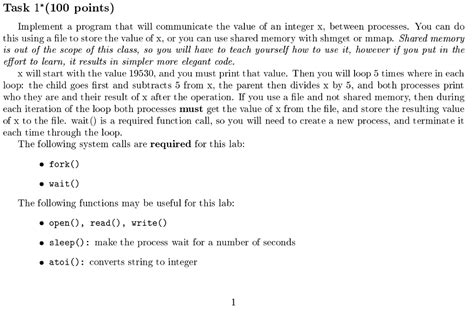 Fork And Wait System Calls Required Program Should