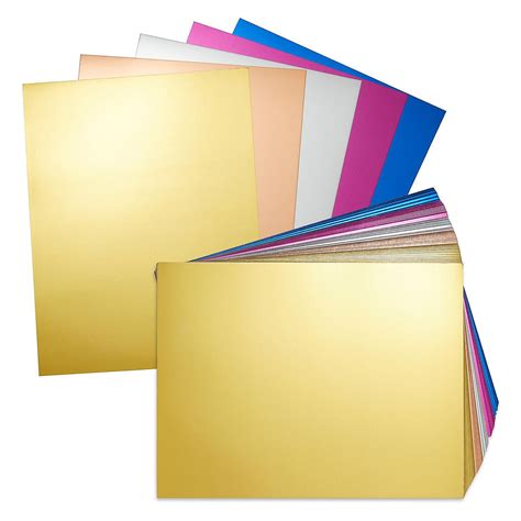 100 Sheets Metallic Colored Cardstock Paper Assorted Colors For Arts