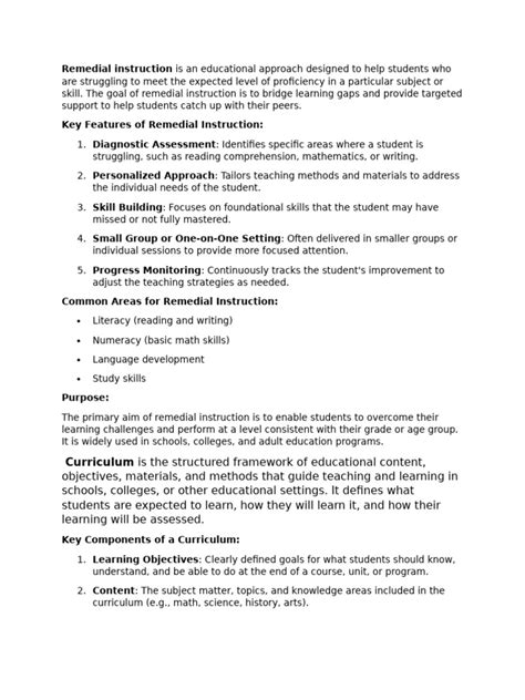 Remedial Instruction Lecture Pdf Educational Assessment Learning