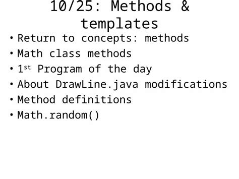 Ppt 1025 Methods And Templates Return To Concepts Methods Math Class