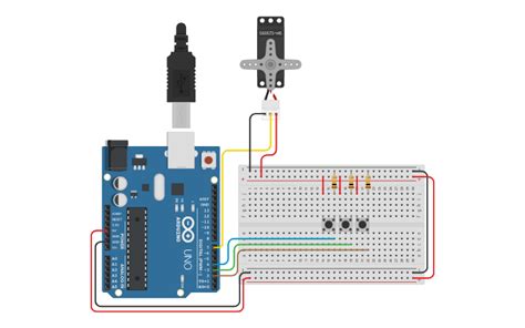 Circuit Design Servomotor Controlado Por Botones Tinkercad