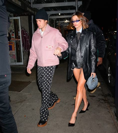 Hailey Bieber Went Out In A Leather Jacket Vest And No Pants In Nyc