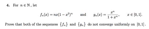 solved for n n let fn x nx 1 x2 n and gn x