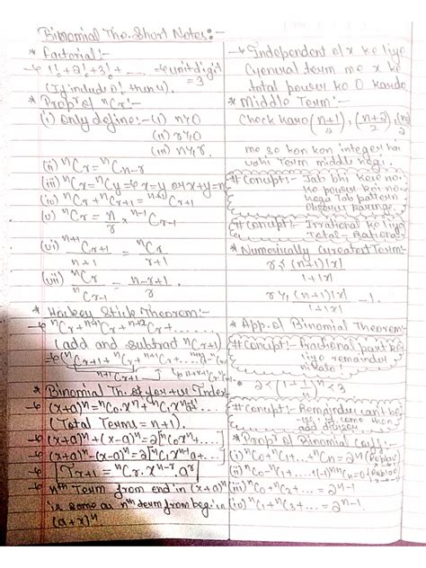 Binomial Short Notes Pdf