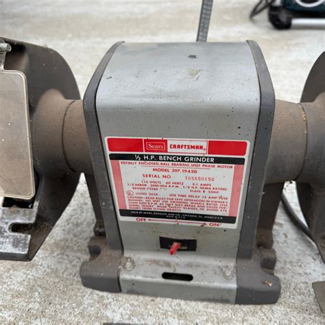 Vintage Craftsman 1 2 Hp Block Bench Grinder Model 397 19430 W Light
