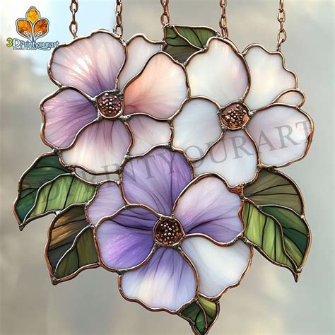 Stained Glass Flower Digital Pattern M02 Festive Suncatcher Design