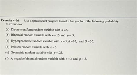 Solved Exercise 4 76 Use A Spreadsheet Program To Make Bar Graphs Of The 1 Answer