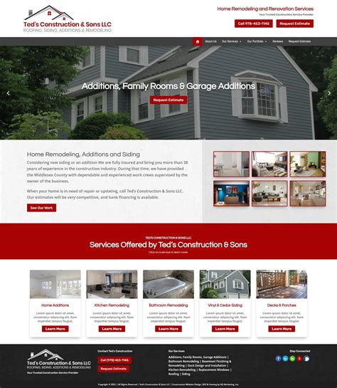 Teds Construction Website Design By Aq Marketing Woburn Ma