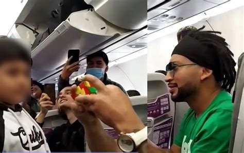 El niño más veloz sorprendió a pasajeros de un avión al armar un cubo rubik en solo siete