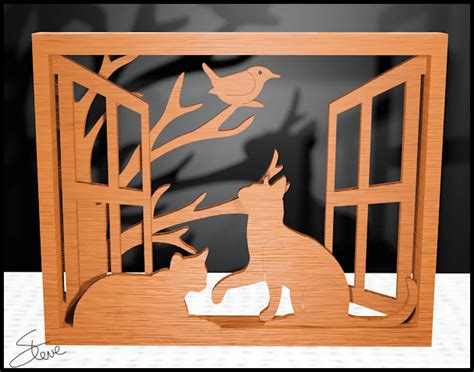 Scrollsaw Workshop Cats In A Window Layered Scroll Saw Pattern